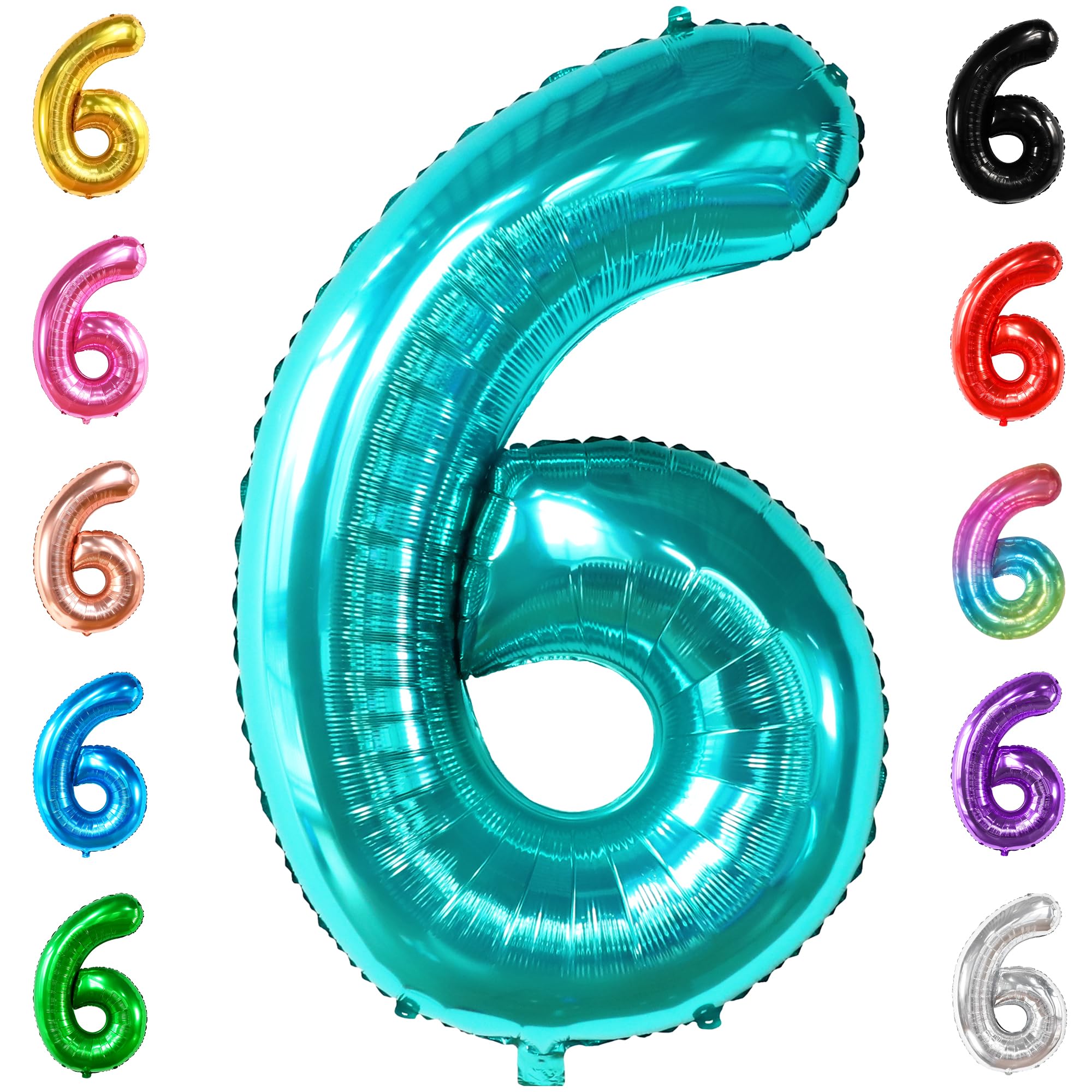 Snapklik.com : Giant Teal Blue Number 6 Balloon - 40 Inch 6th Birthday ...