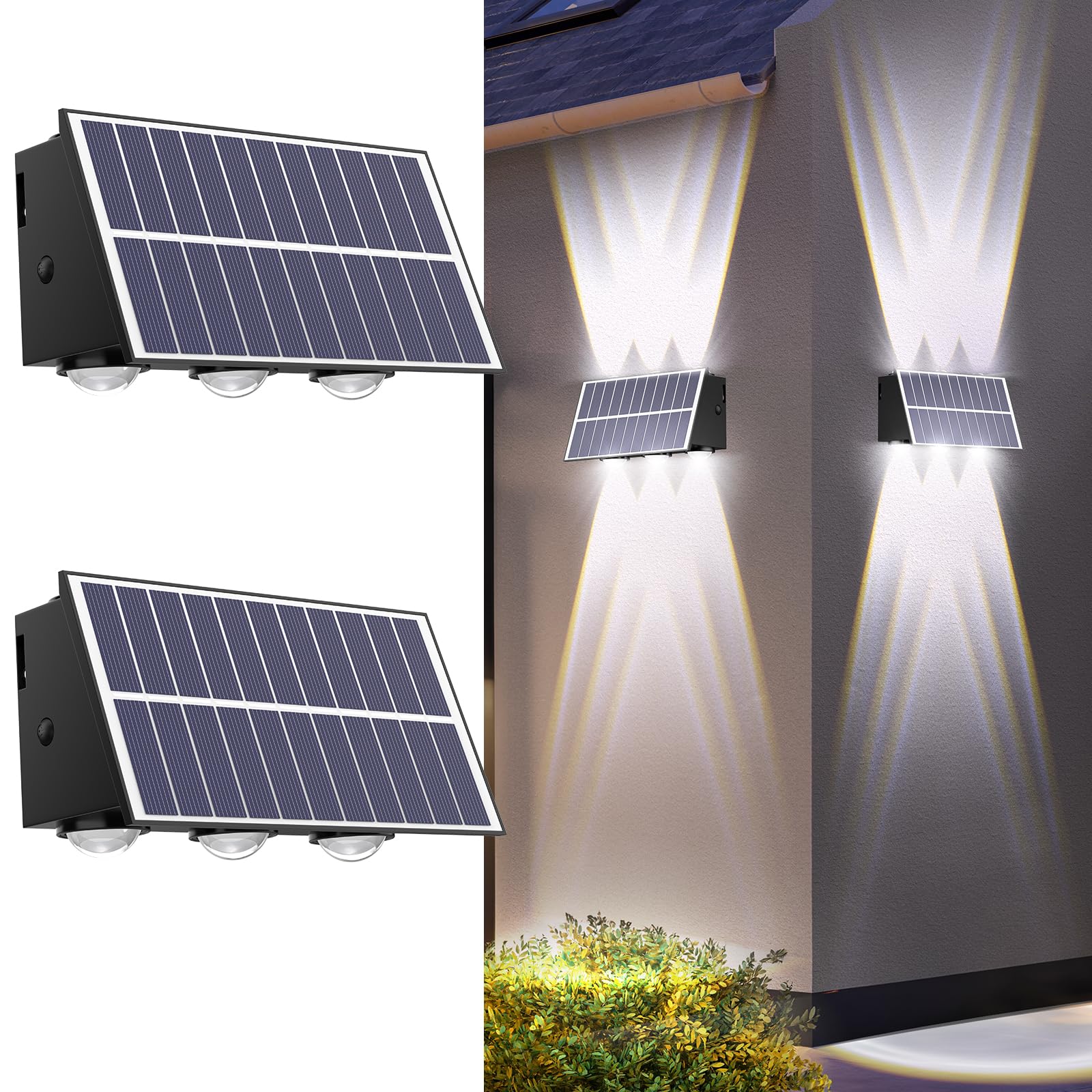 REINHARDT Outdoor Solar Lights for Fence Lights Up and Down Solar Wall ...