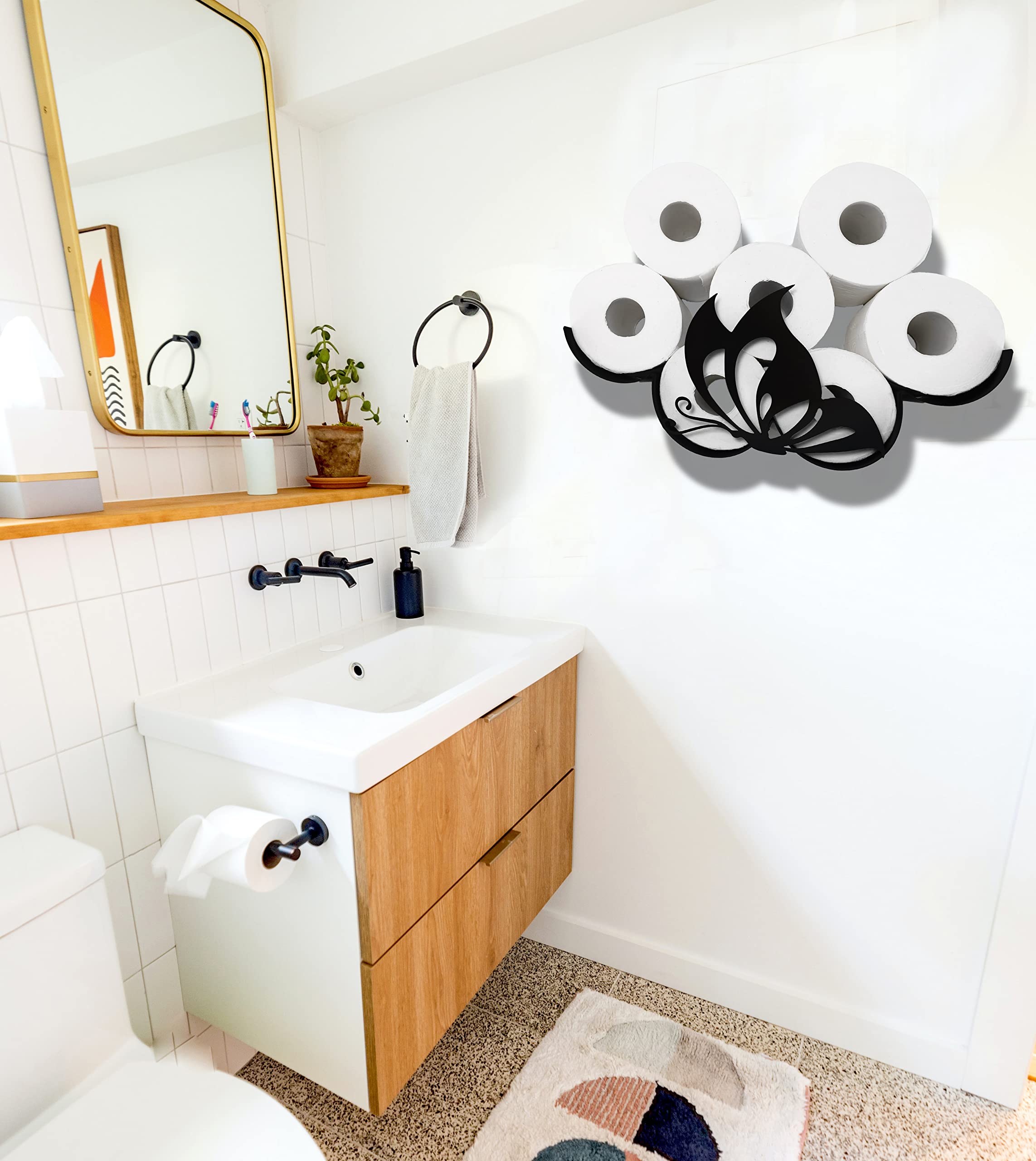 Snapklik.com : Butterfly Metal Wall Toilet Paper Storage,Black Toilet ...