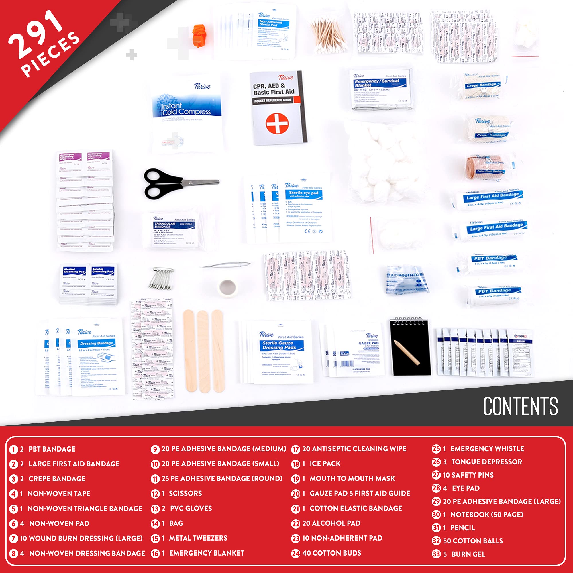Buy Thrive First Aid Kit, 291 Pieces – College Dorm Room Essentials and ...