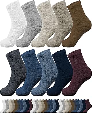 Amazon.com: Taiyin 50 Pairs Bulk Fuzzy Socks Men Slipper Fluffy Sock ...