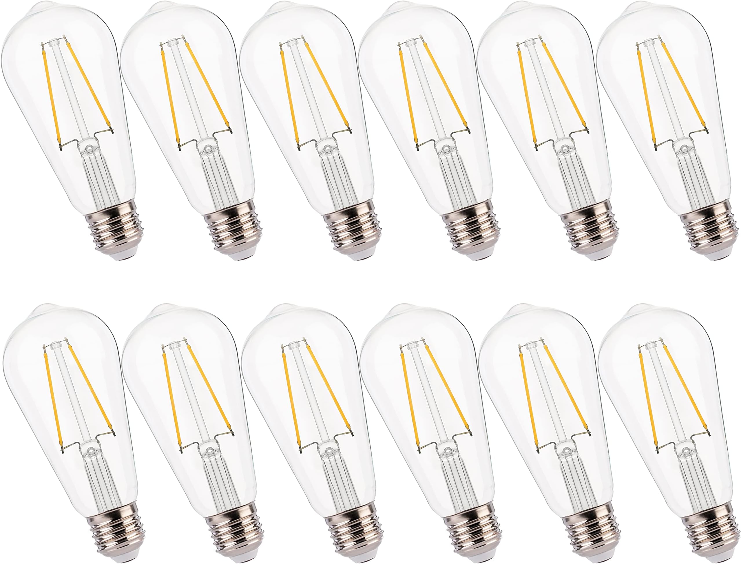 OMAYKEY 2W LED Edison Bulb 25W Equivalent 3000K Soft White 250 LM, E26 ...