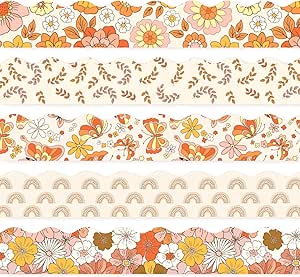 Amazon.com: JarThenaAMCS 69Ft Retro Groovy Bulletin Board Borders Boho ...