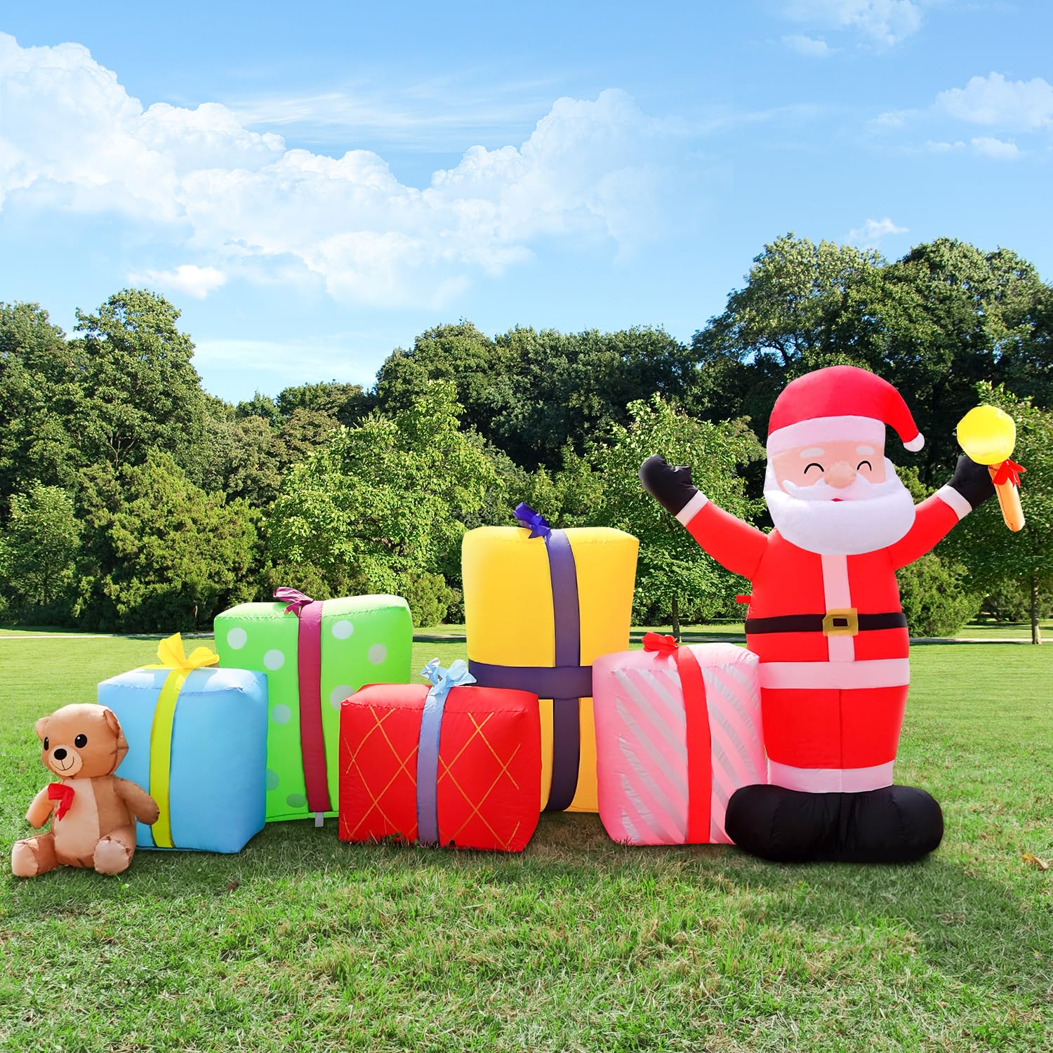 Amazon.com: 8FT Christmas Inflatable Gift Boxes, Present Box and Santa ...