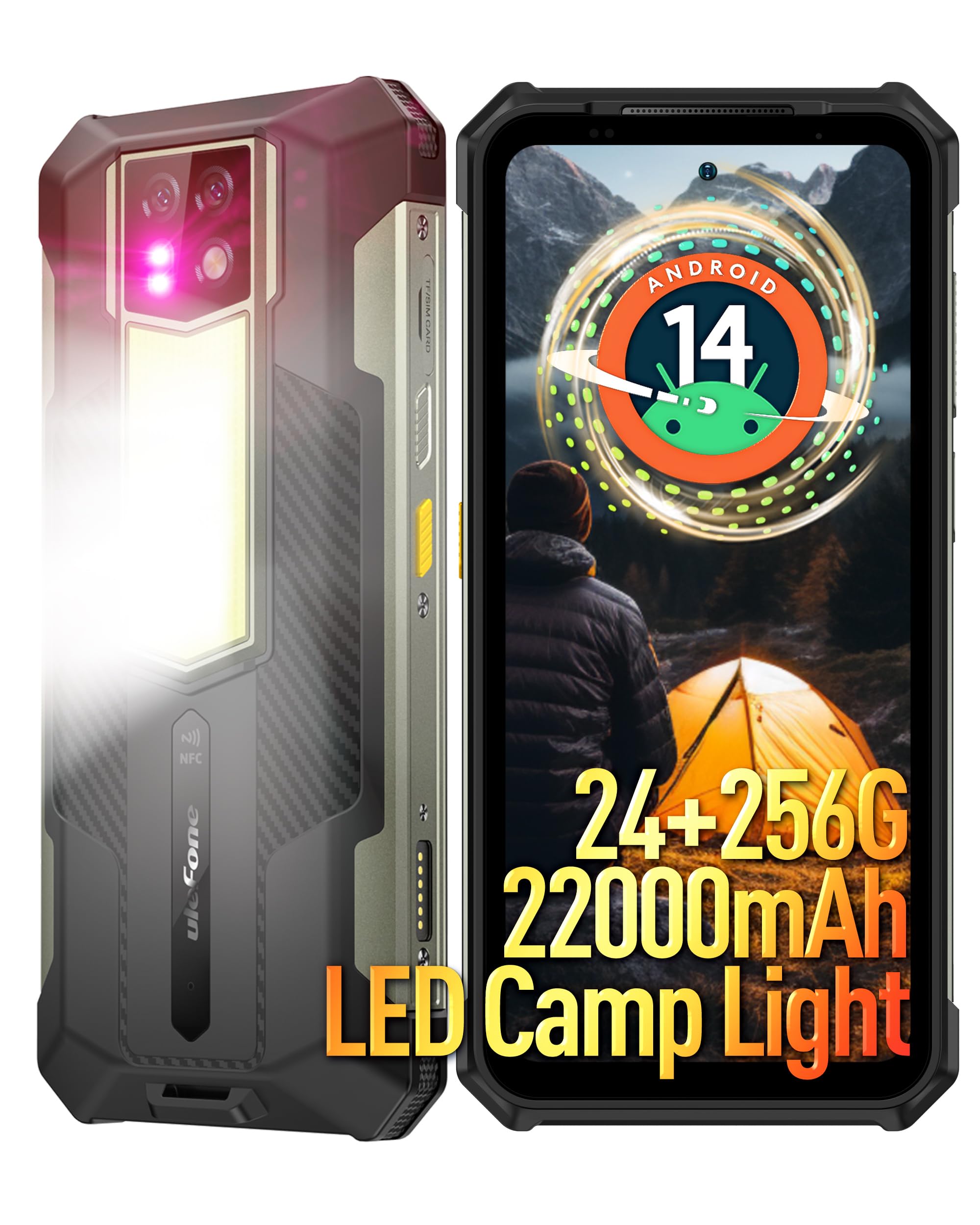 Amazon.com: Ulefone Armor 24 Rugged Phone Unlocked 22000mAh(66W) 1000LM ...
