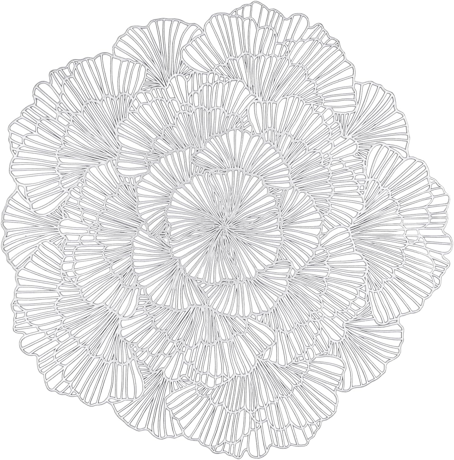 Amazon.com: fanquare Silver Round Placemats Set of 6, Pressed Vinyl ...