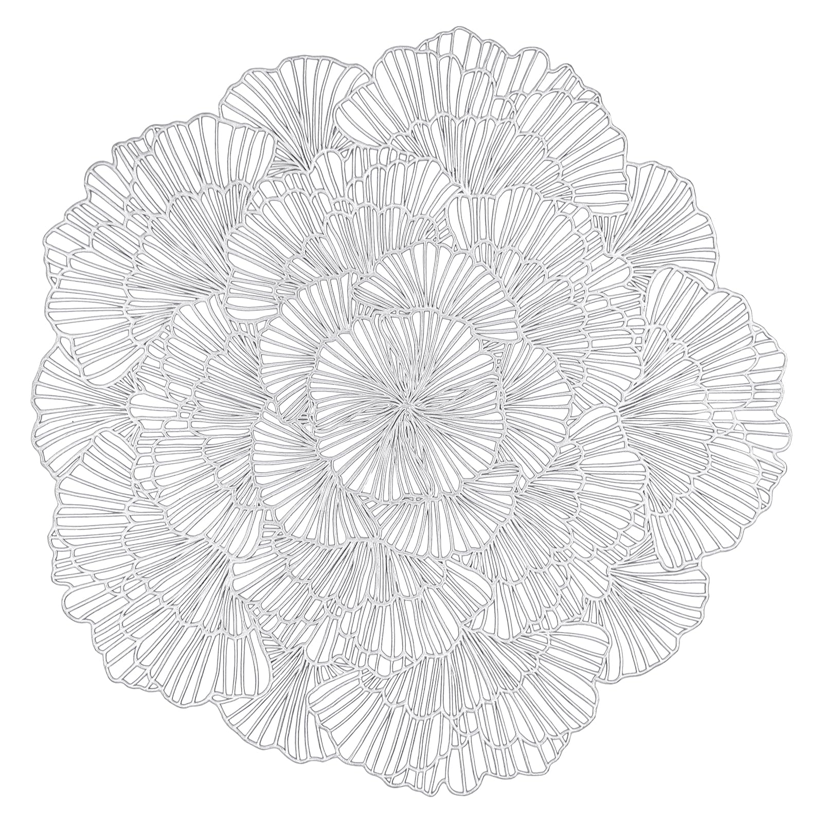 Amazon.com: Round Silver Placemats Set of 4 Tablemats Flower Vinyl ...