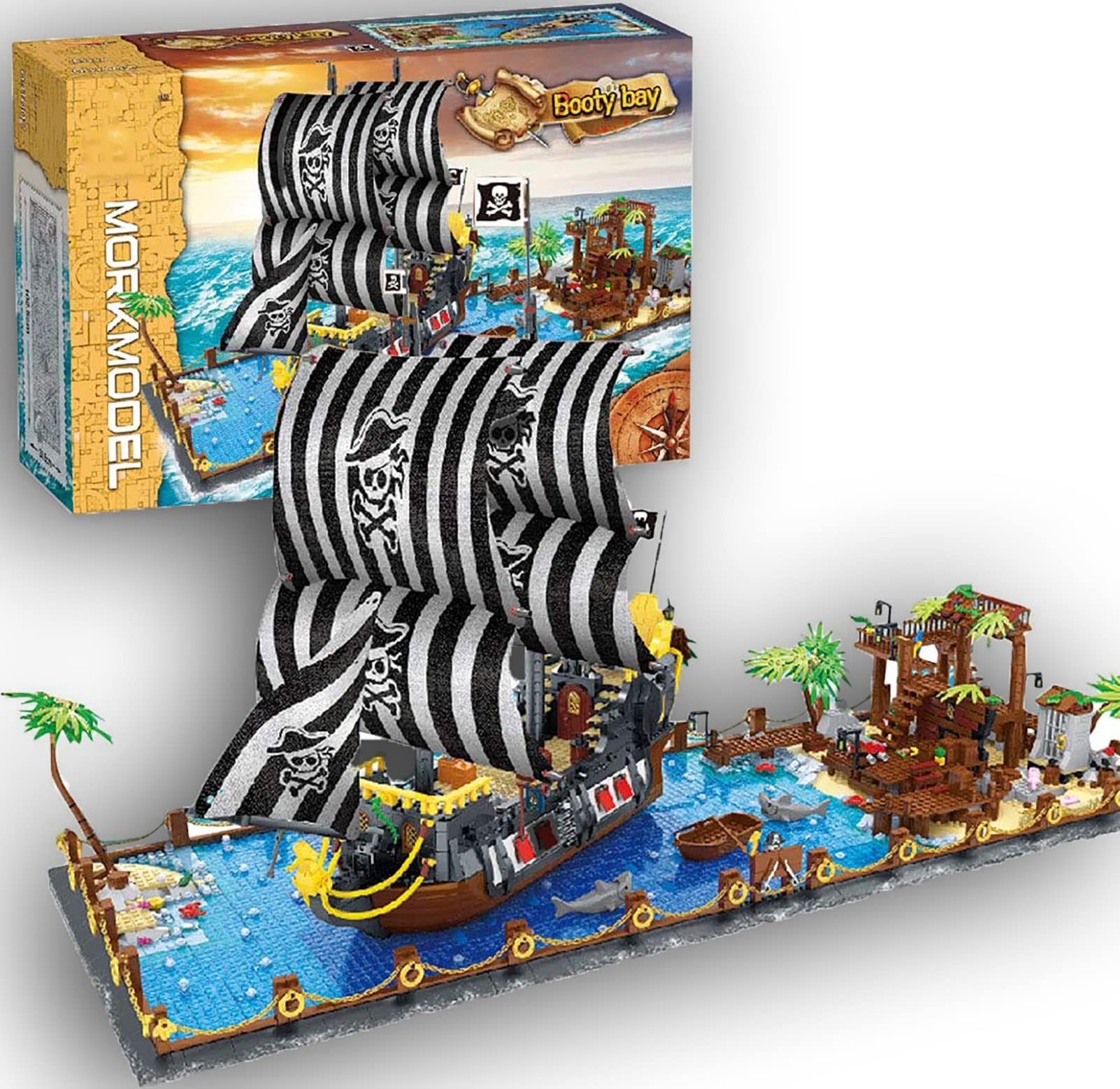 Technology Building Blocks Booty Bay Kit Large Moc Pirate Ship ...