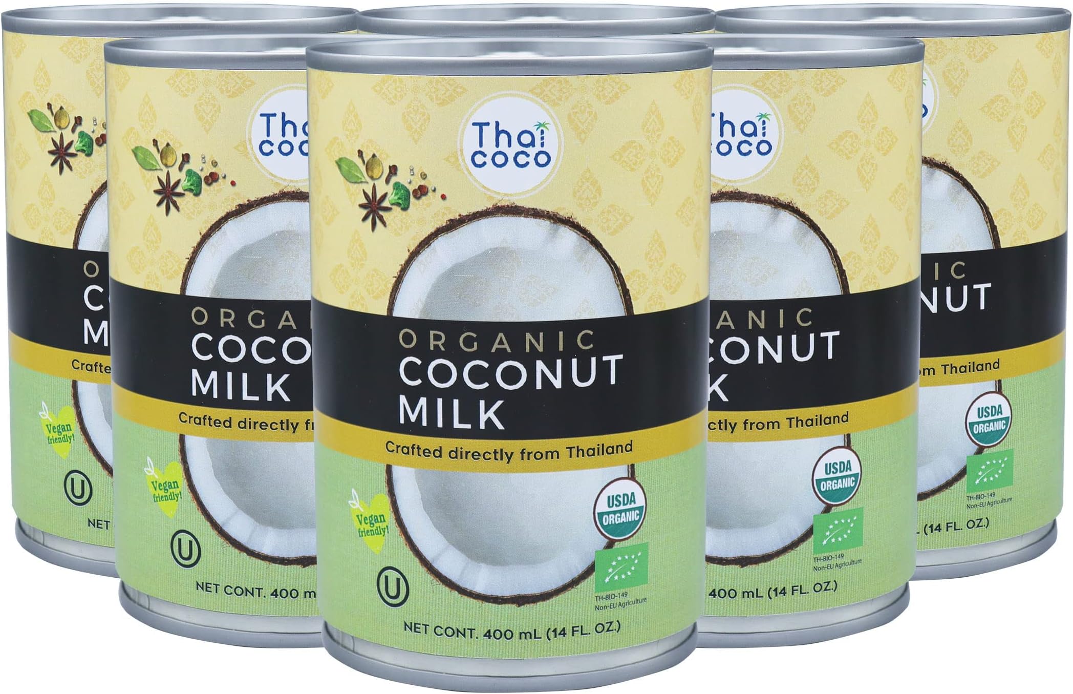Amazon.com: Thai Coco Organic Coconut Milk Canned - Full Fat Coconut ...