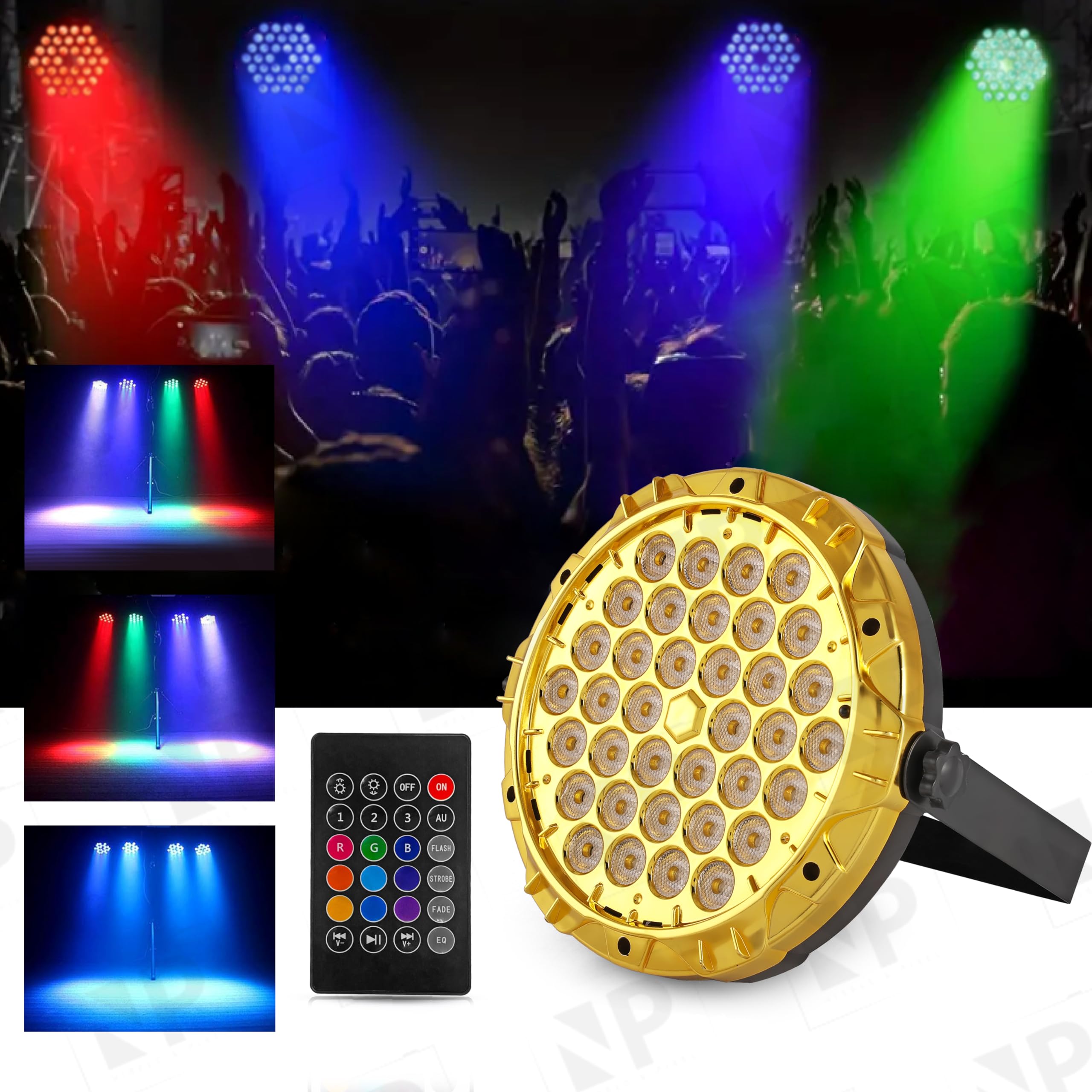 Gesto RGB Stage Par Light -DJ Light with Remote Control | UV 6in1 Color ...