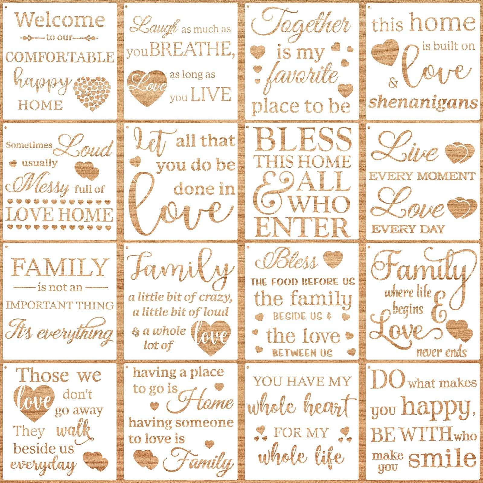 Amazon.com : 16 Pcs Inspirational Word Stencils, Quote & Phrase Sayings ...