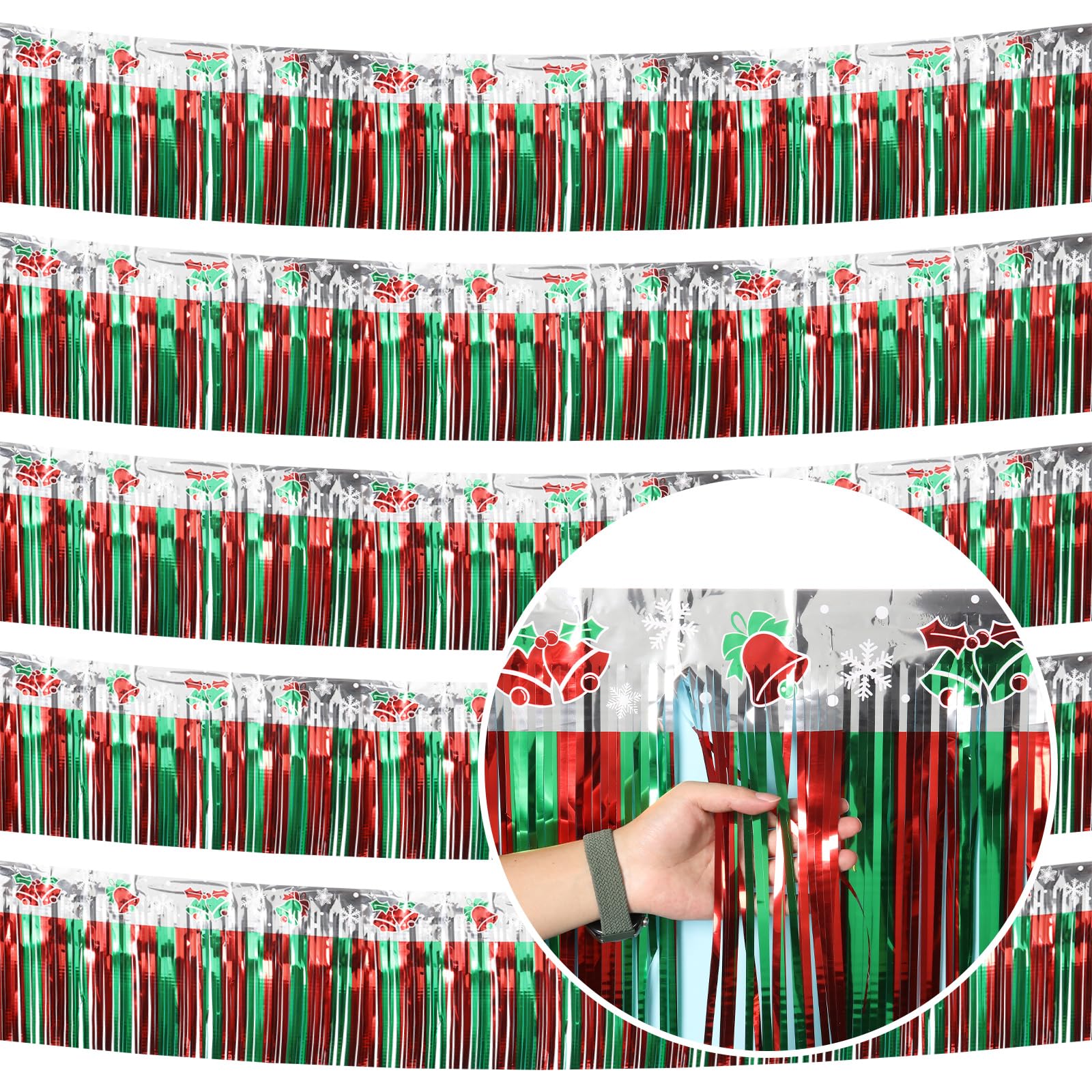 Amazon.com: Ohiyoo 49 Feet Christmas Foil Fringe Garland Red and Green ...