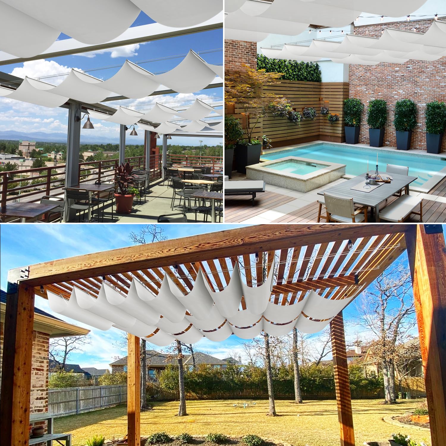 Snapklik.com : 7Wx12L Retractable Wave Shade Cover Replacement Pergola ...