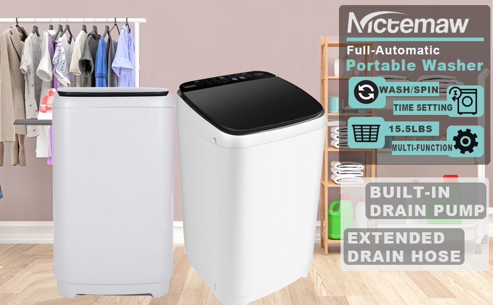 Watch 1.7 Cu.ft Portable Washer 15.5Lbs Capacity Full-Automatic Washer ...
