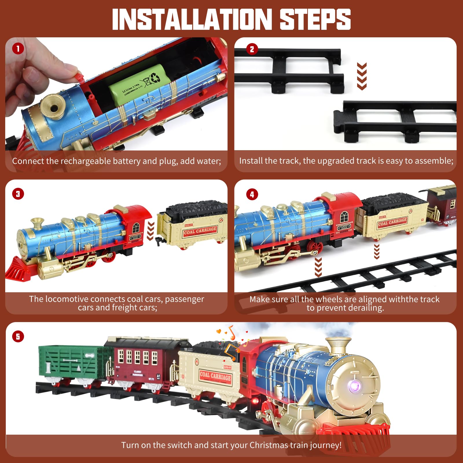 Neragron Train Sets for Kids, Electric Train Track Set with Remote ...