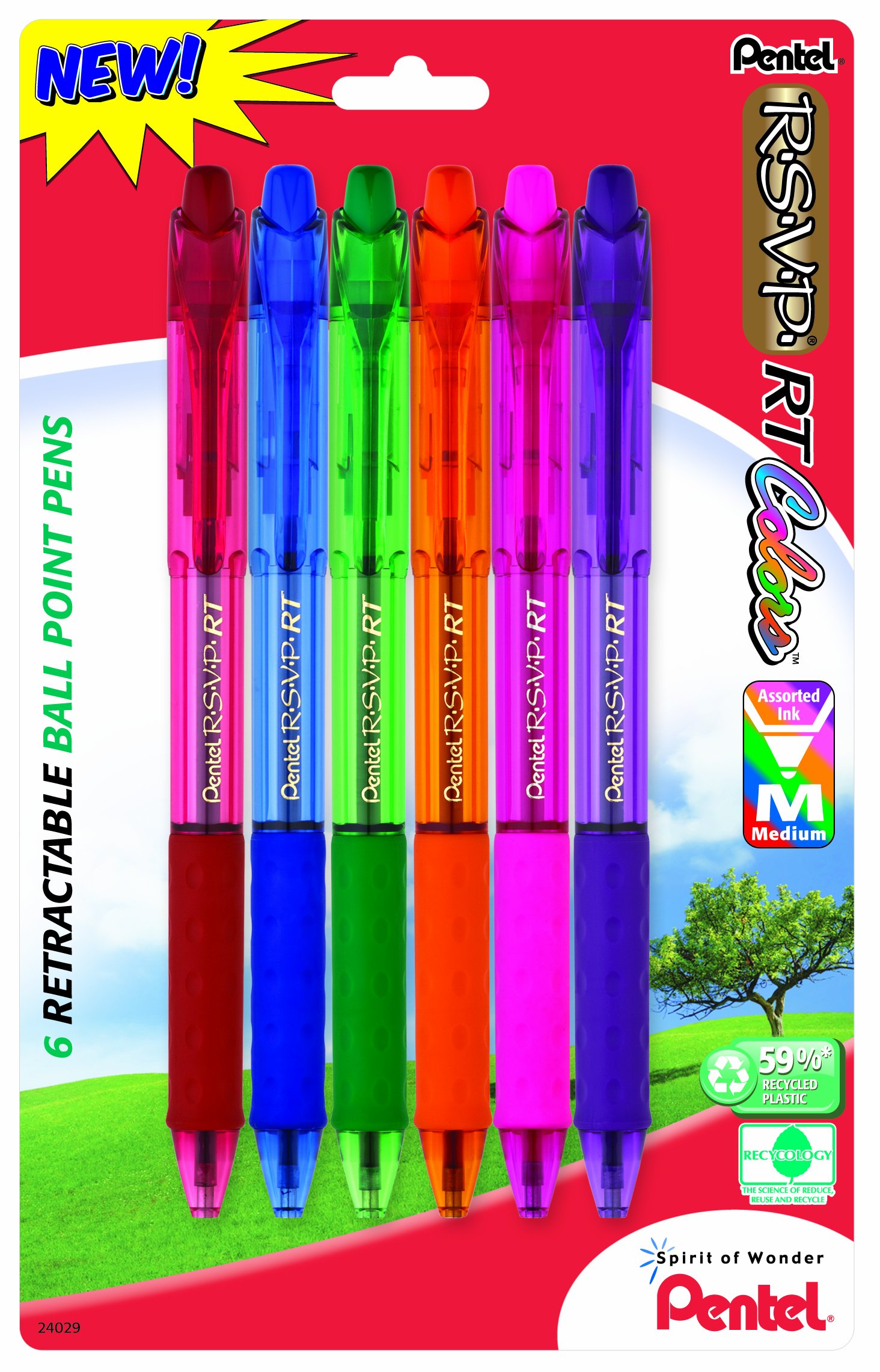 Amazon.com : Pentel R.S.V.P. RT Colors New Retractable Ballpoint Pen ...