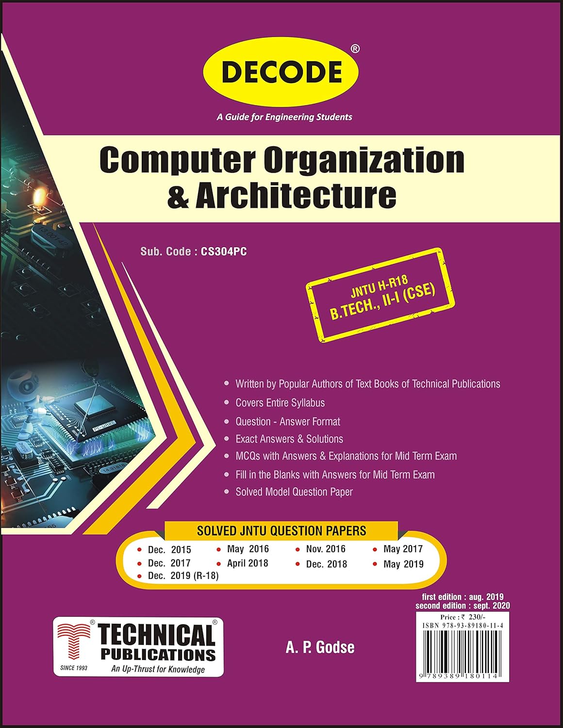 Decode Computer Organization And Architecture For Jntu H 18 Course Ii I Cse Cs304pc