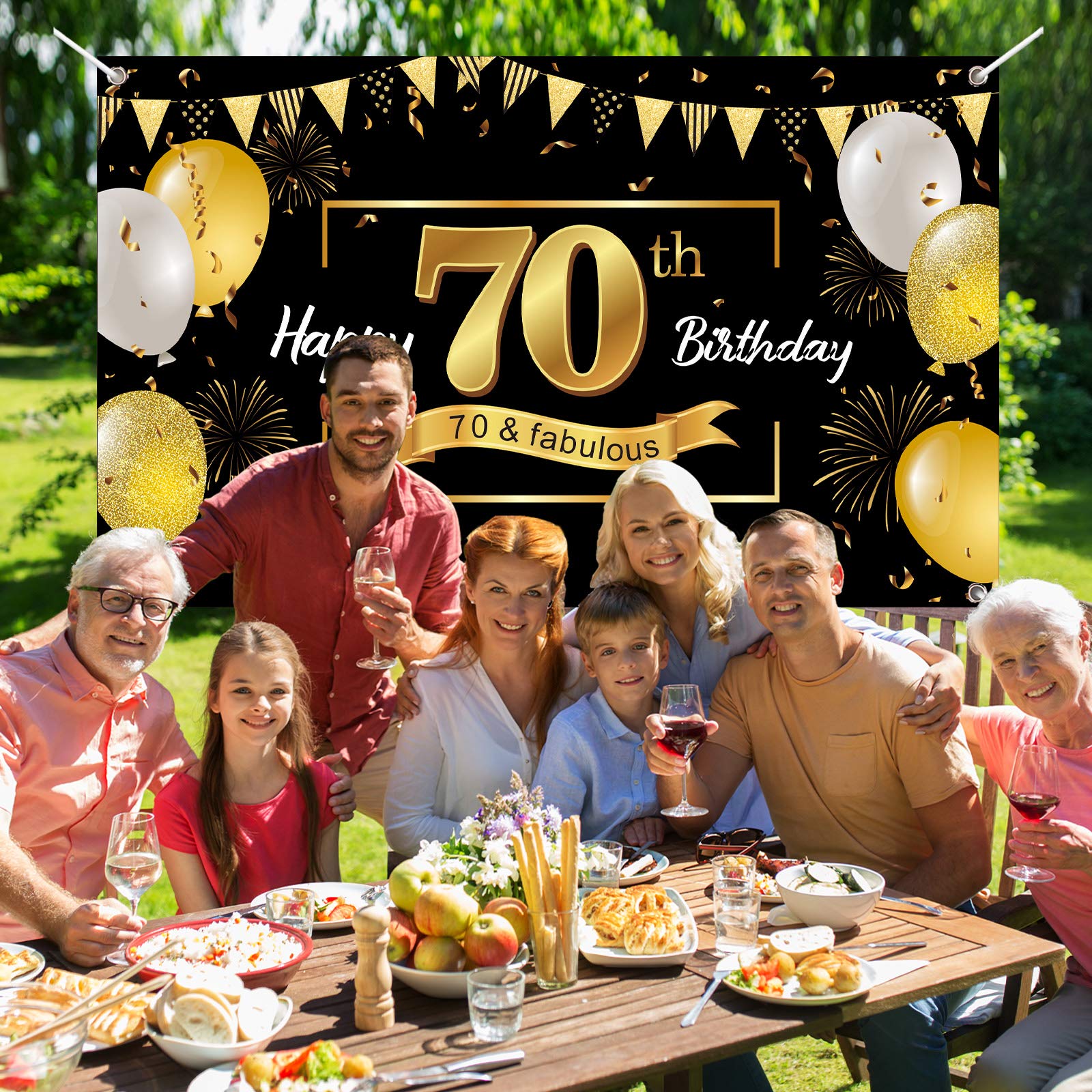 Buy Happy 70th Birthday Decoration Backdrop Cheers to 70 Yearsfor Men ...
