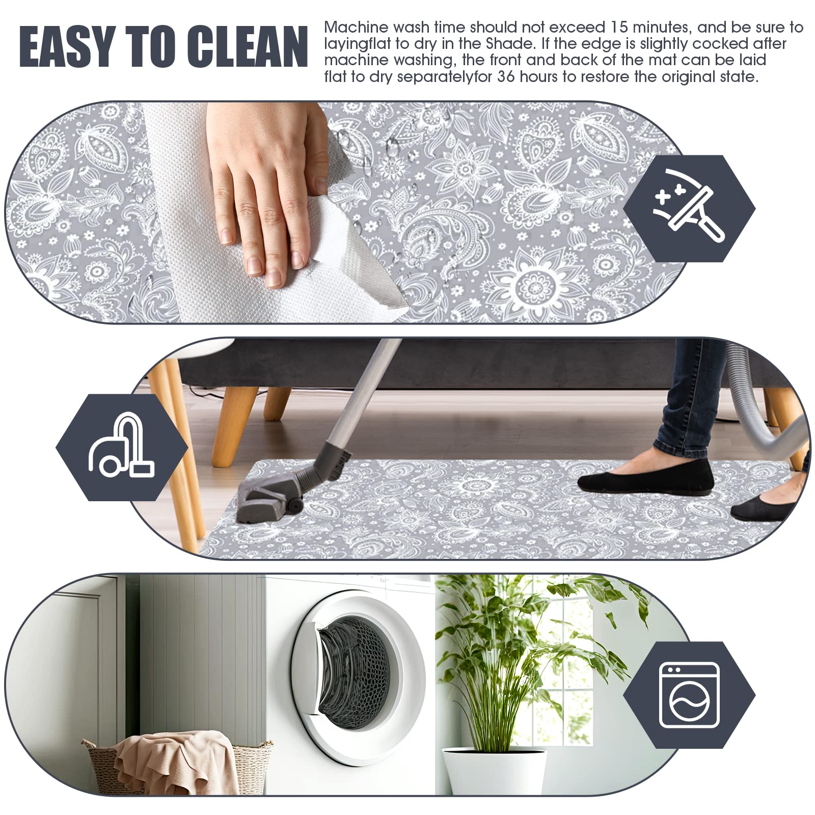 RUEIURI 0.1 Inch Ultra Thin Kitchen Sink Floor Mat, Waterproof Indoor ...