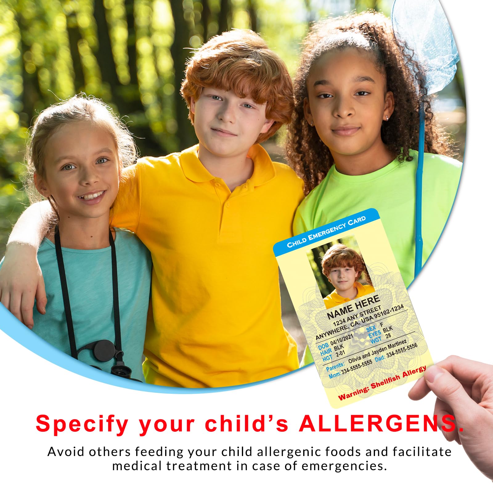 Children's Emergency Card Card - Custom Emergency Contact ID With Photo ...
