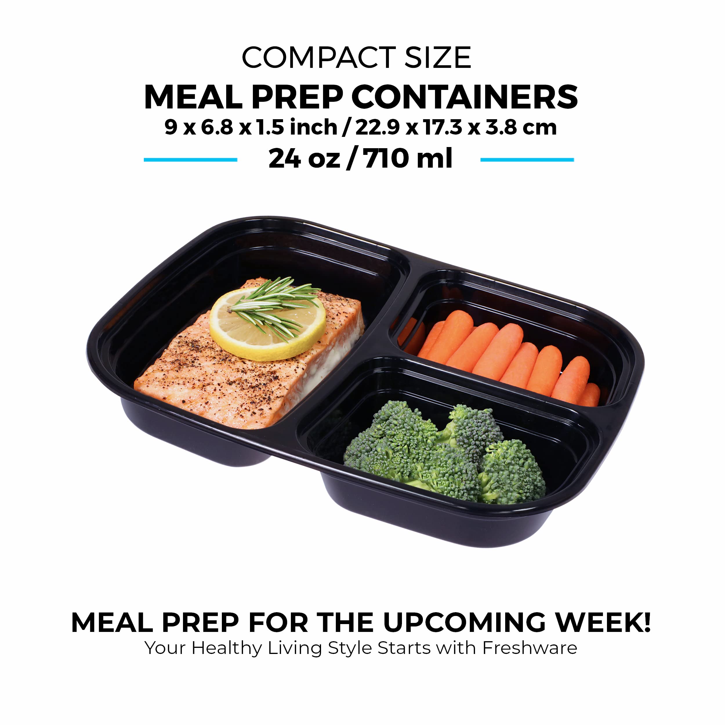 Snapklik.com : Freshware Meal Prep Containers 3 Compartment