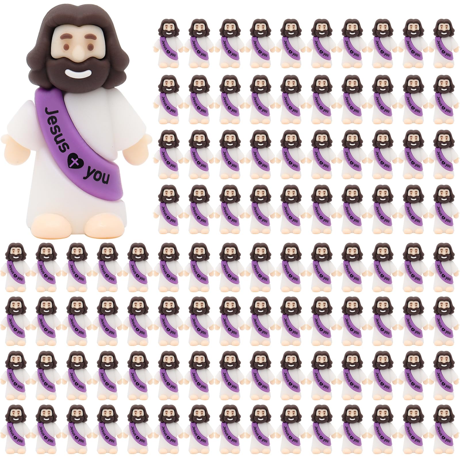 Amazon.com: YuDanae 100 Pcs Mini Jesus Figures Rubber Jesus Figurines ...