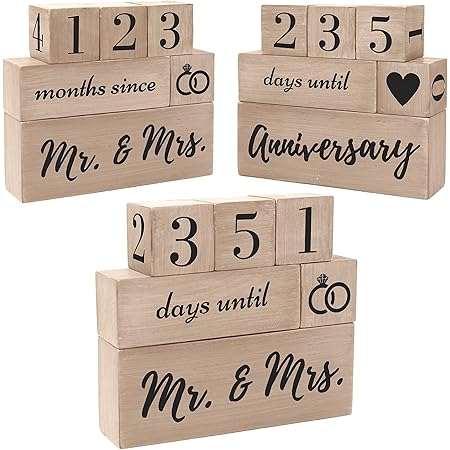 Amazon.com: Wedding Countdown Calendar Wooden Blocks - Engagement Gifts ...