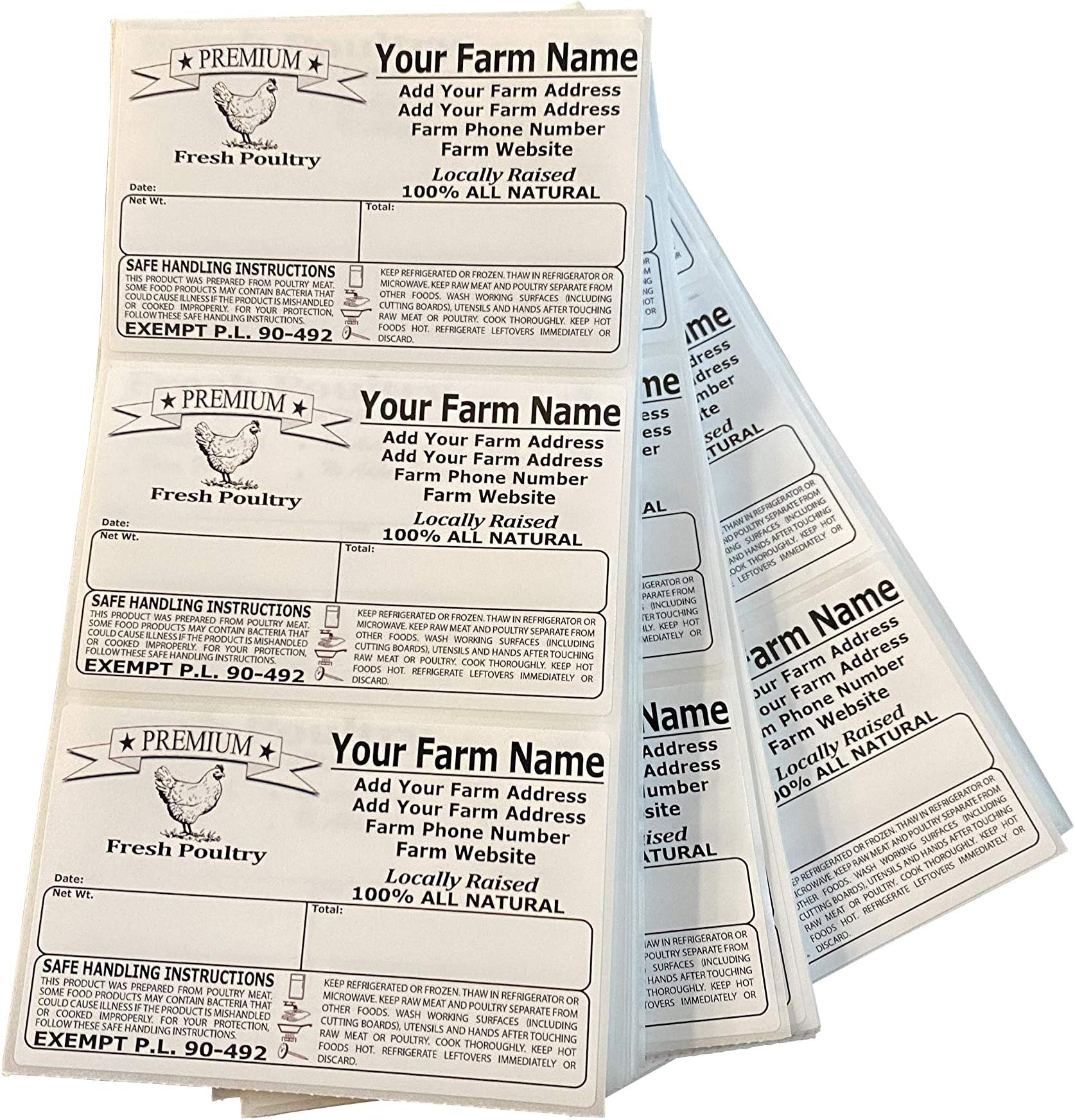 Amazon.com: Custom Poultry Freezer Labels 4" x 2.5" with Safe Handling ...
