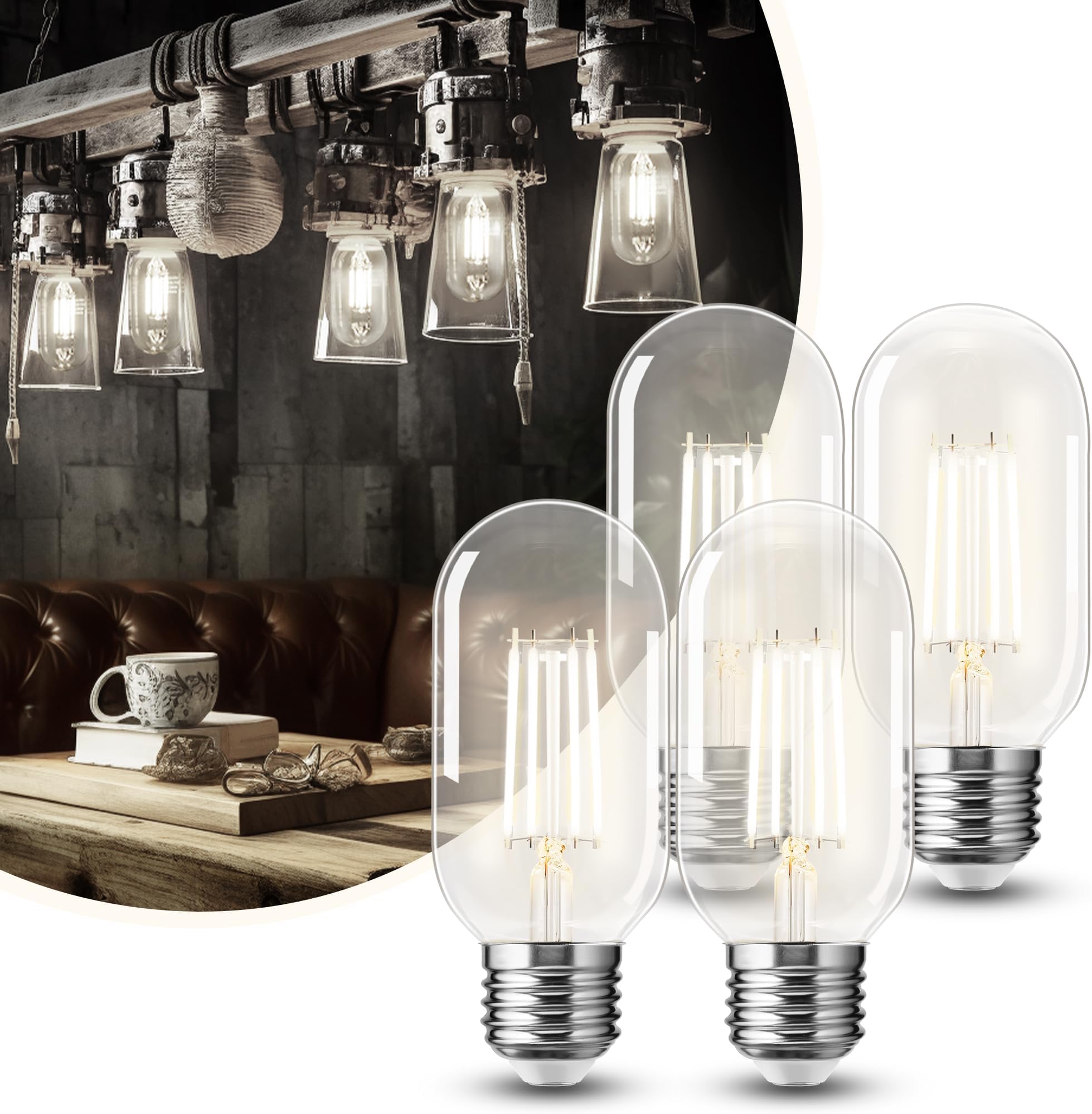 DORESshop 4 Pack LED Edison Bulbs, 4W Edison Light Bulbs, Antique LED ...