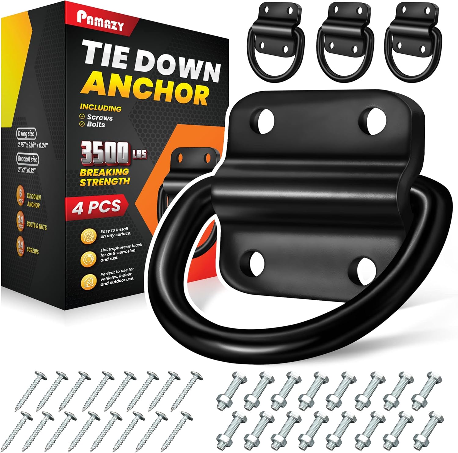 Amazon.com: PAMAZY 4PCS Heavy Duty Steel D Rings Tie Down Anchors, Ultra Durable 3500 Pound ...