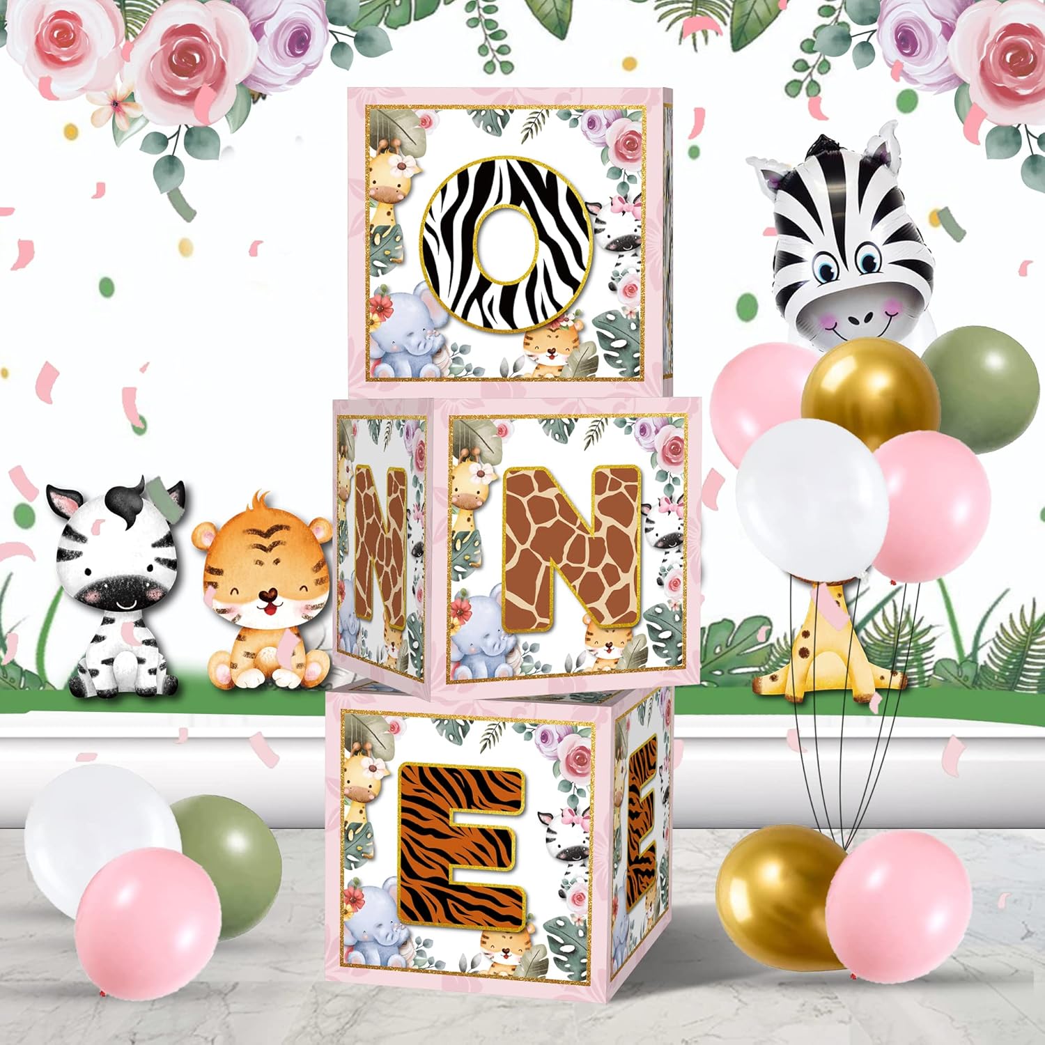 Amazon.com: Wild One Balloon Boxes 1st Birthday Party Supplies Jungle ...