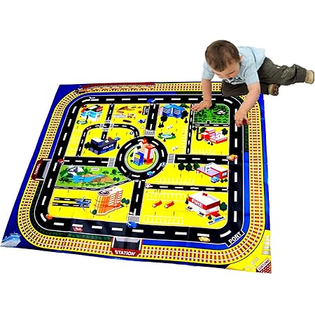 Kids Giant City Playmat Floor Play Mat for Toy Cars Road Railway Train ...