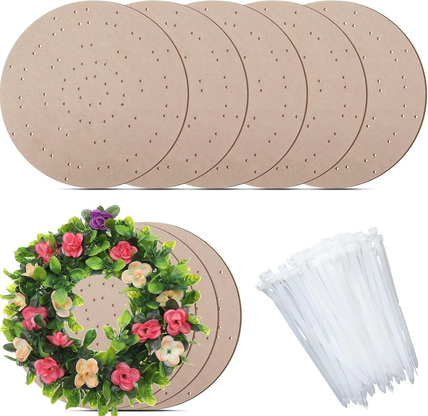 Amazon.com: Amyhill 5 Pcs Wreath Boards with Holes Wood Wreath Forms ...