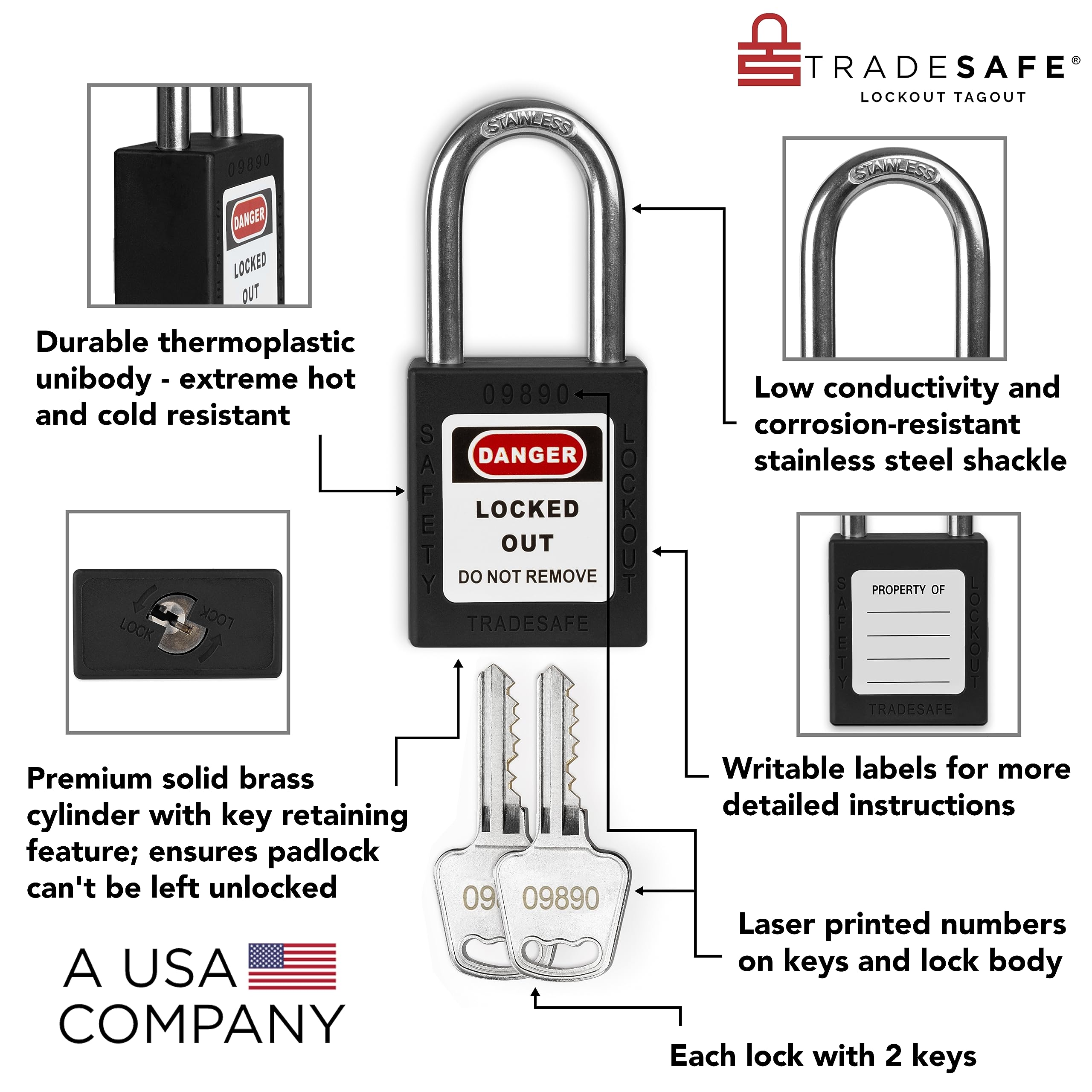 Snapklik.com : Lockout Tagout Locks Set - 10 Black Loto Locks, Lockout ...