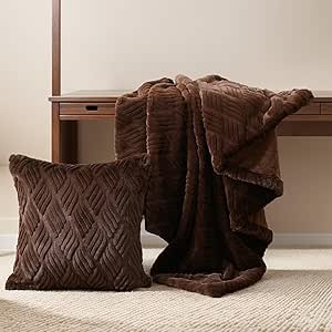BATTILO HOME Luxury Rabbit Chocolate Brown Faux Fur Throw Blanket 50 ...
