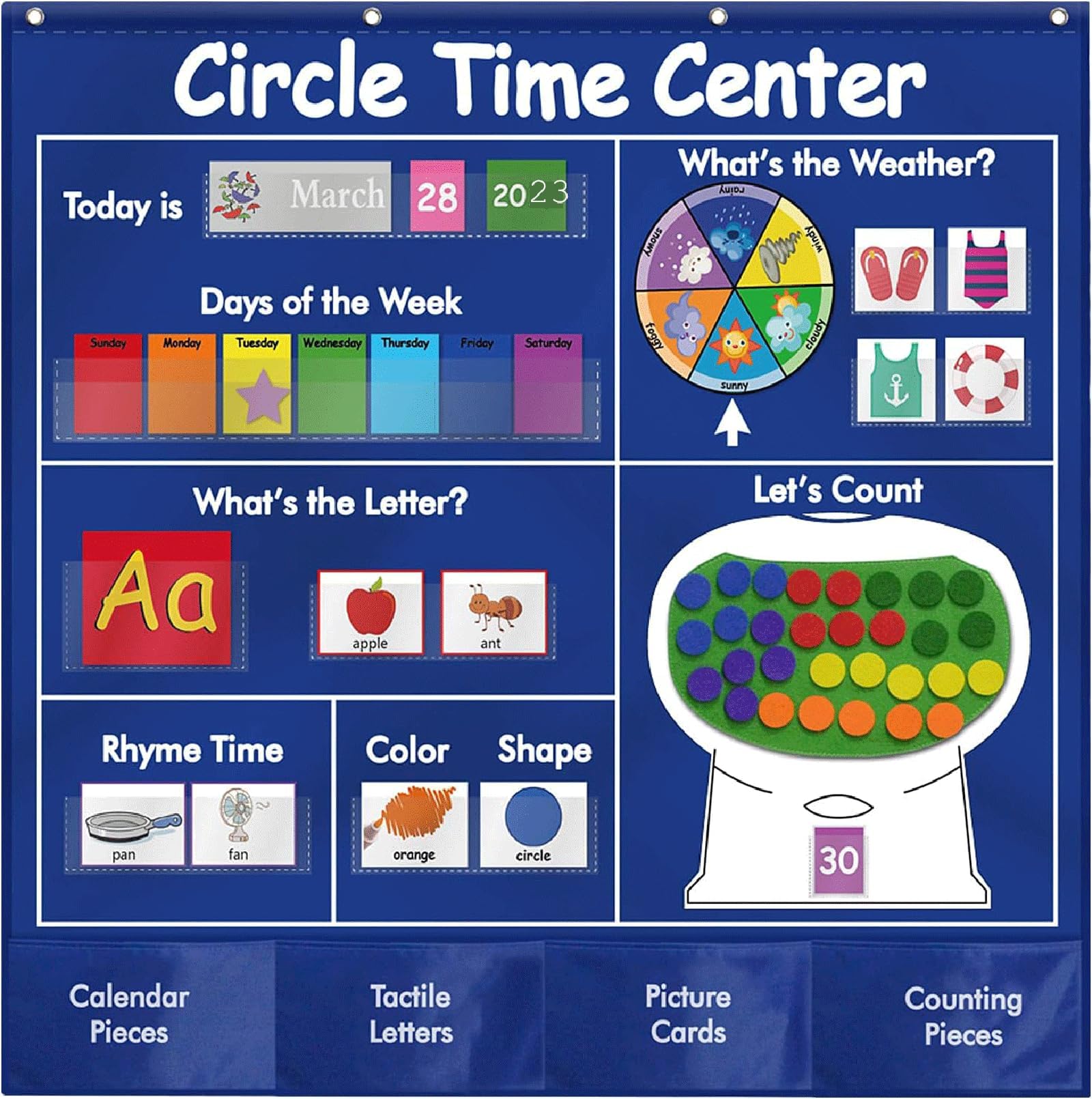 Amazon.com: Circle Time Center Classroom Pocket Chart, Educational ...