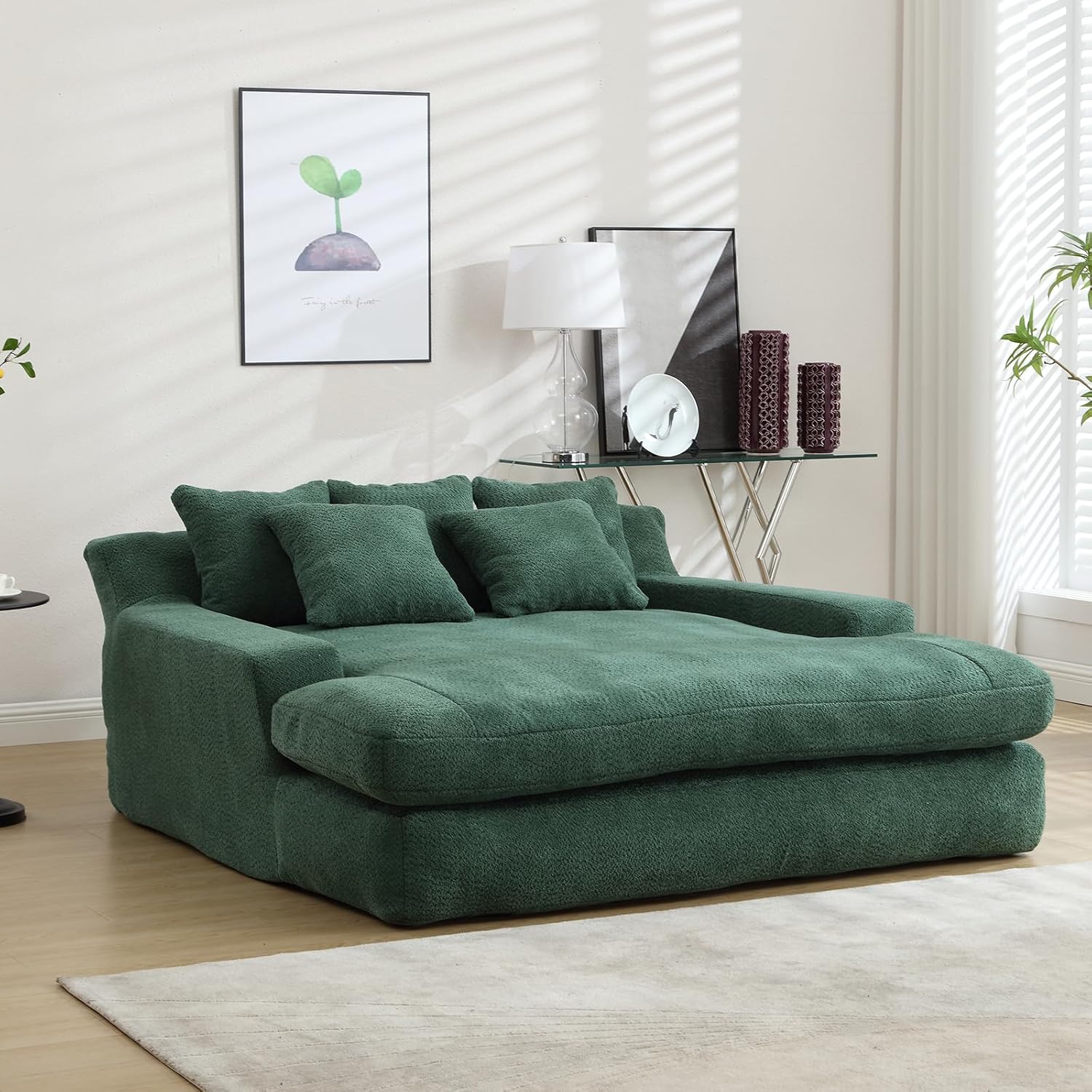 Amazon.com: Oversized Chaise Lounge Chair Indoor,66.93"W Chenille Cloud ...