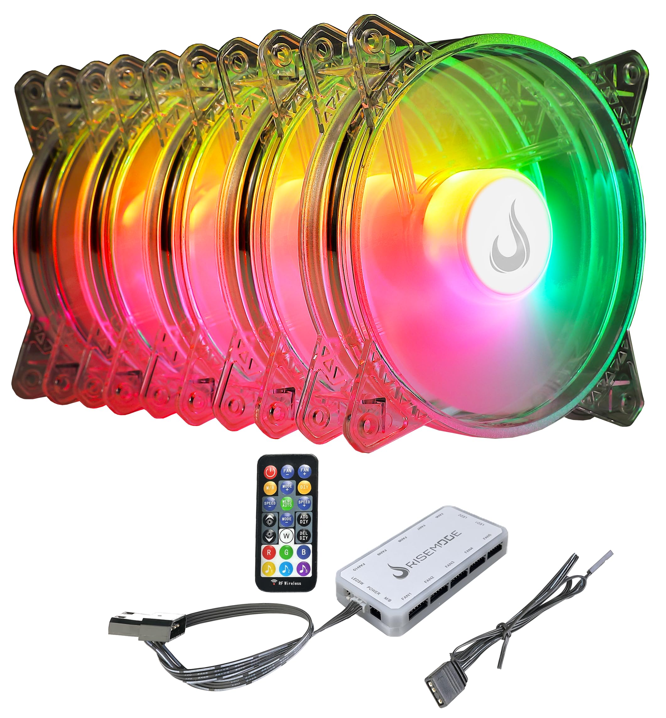 Kit 5 Fans Gamer Rise Mode Crystal ARGB | Amazon.com.br