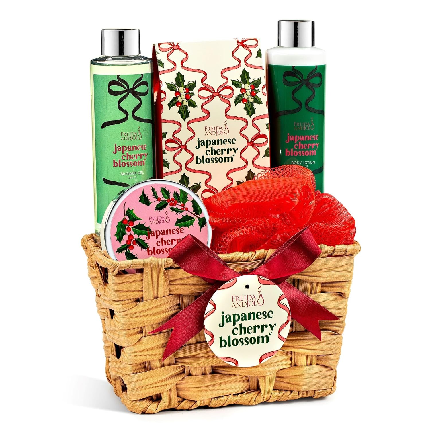 Amazon.com : Freida & Joe Japanese Cherry Blossom Spa Gift Set Bath & Body Basket for Women ...