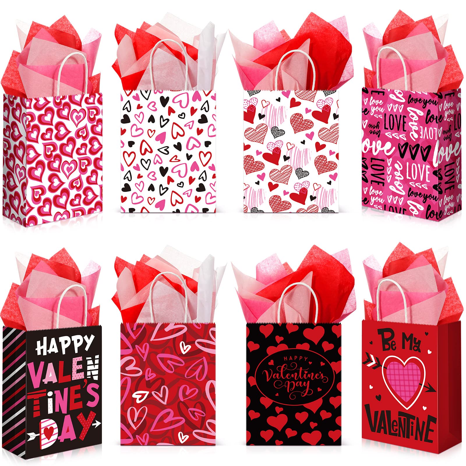 Amazon.com: Tatuo 32 Pcs Valentines Day Gift Bags Valentines Kraft ...