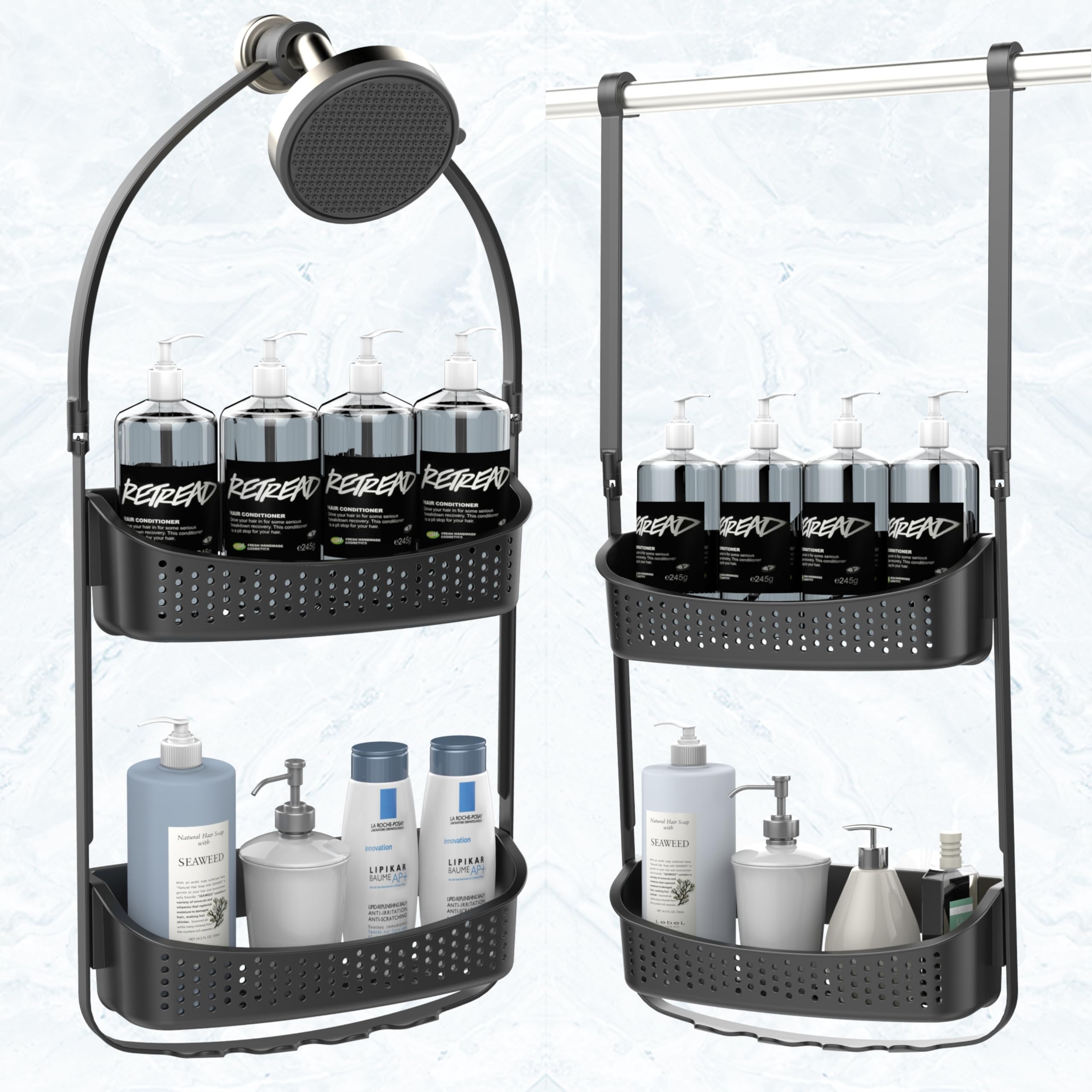 Amazon.com: EMT ETRENDS Plastic Shower Caddy over Shower Head，Door ...