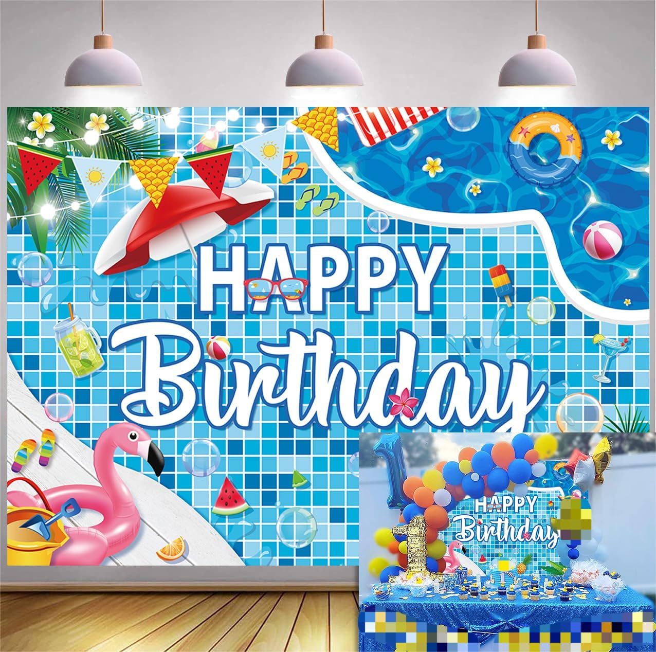 Amazon.com : Summer Pool Party Backdrop for Birthday Party 7x5FT Pool ...