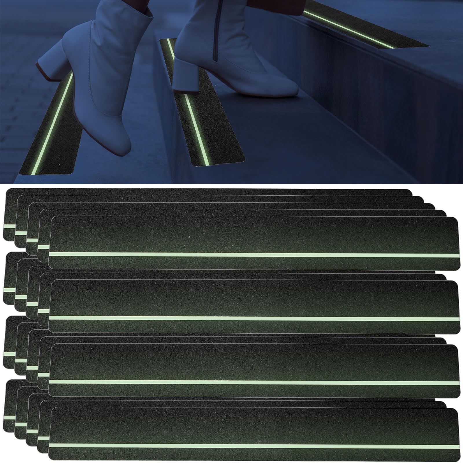 Amazon.com: 20 Pcs 4'' x 30'' Anti Slip Stair Treads with Reflective ...