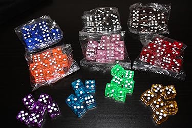 AUSTOR 100 Pieces Dice 6 Sided Game Dice Set, 10 x 10 16mm Acrylic Dice ...