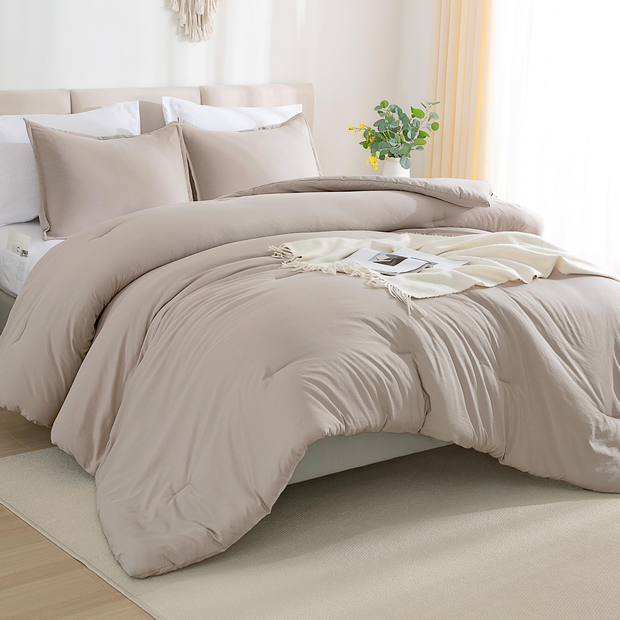 Amazon.com: JANZAA King Size Comforter Set Bed in a Bag Sage Green ...