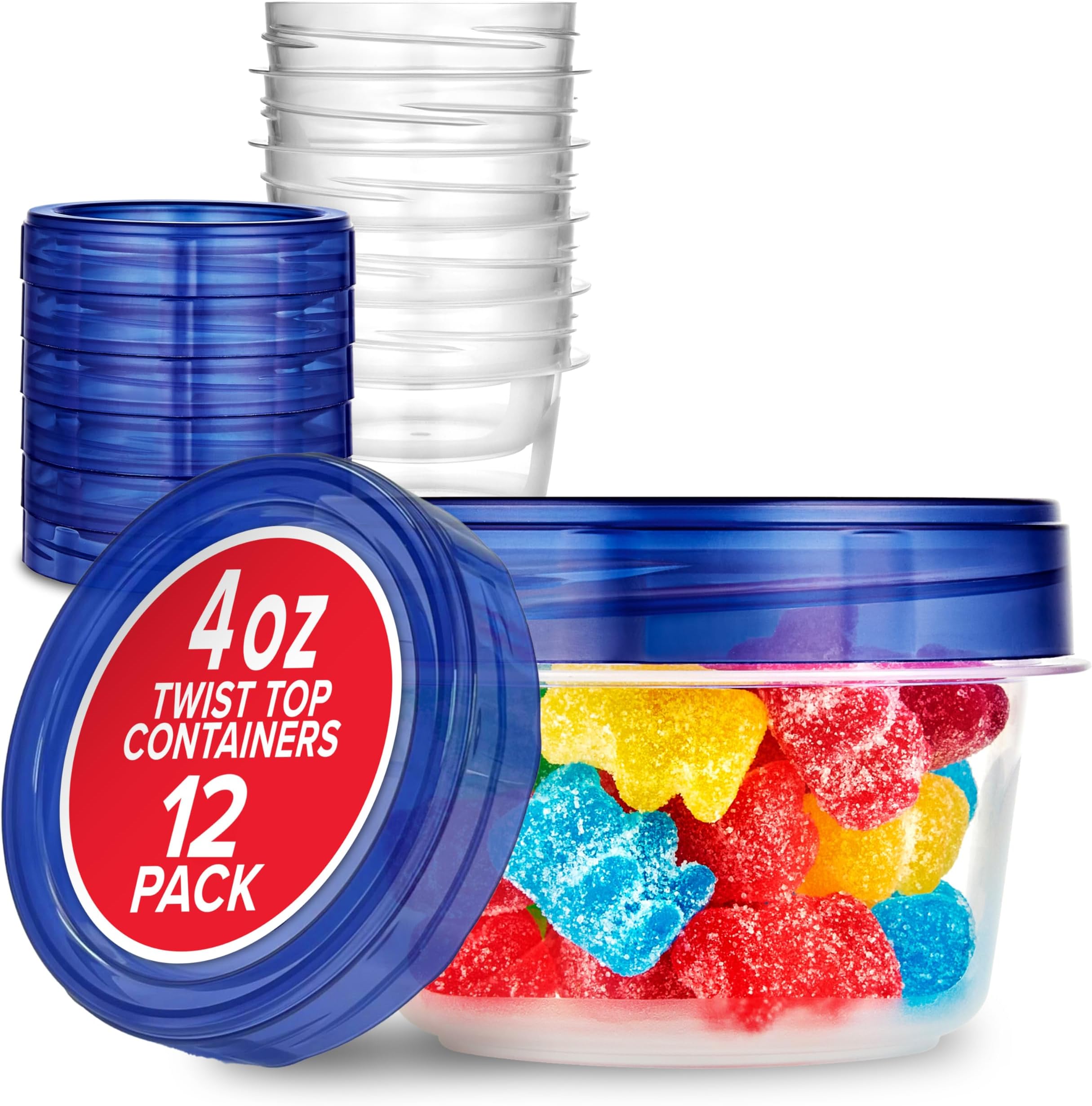 Amazon.com: Stock Your Home 4oz Plastic Containers with Twist Top Lids ...