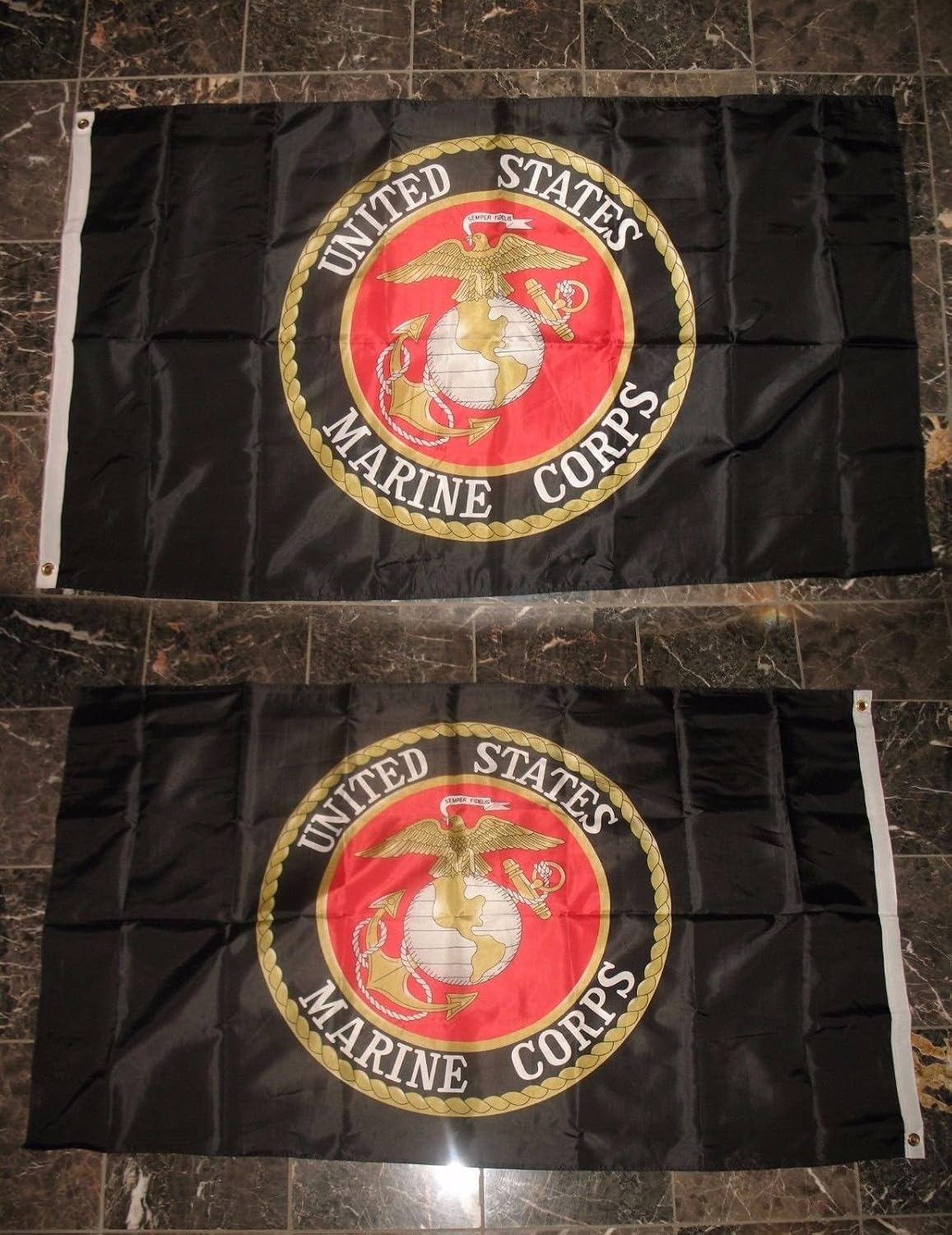 Amazon.com : 3x5 USMC Marines Marine Corps Black 2 Faced 2-ply Wind ...