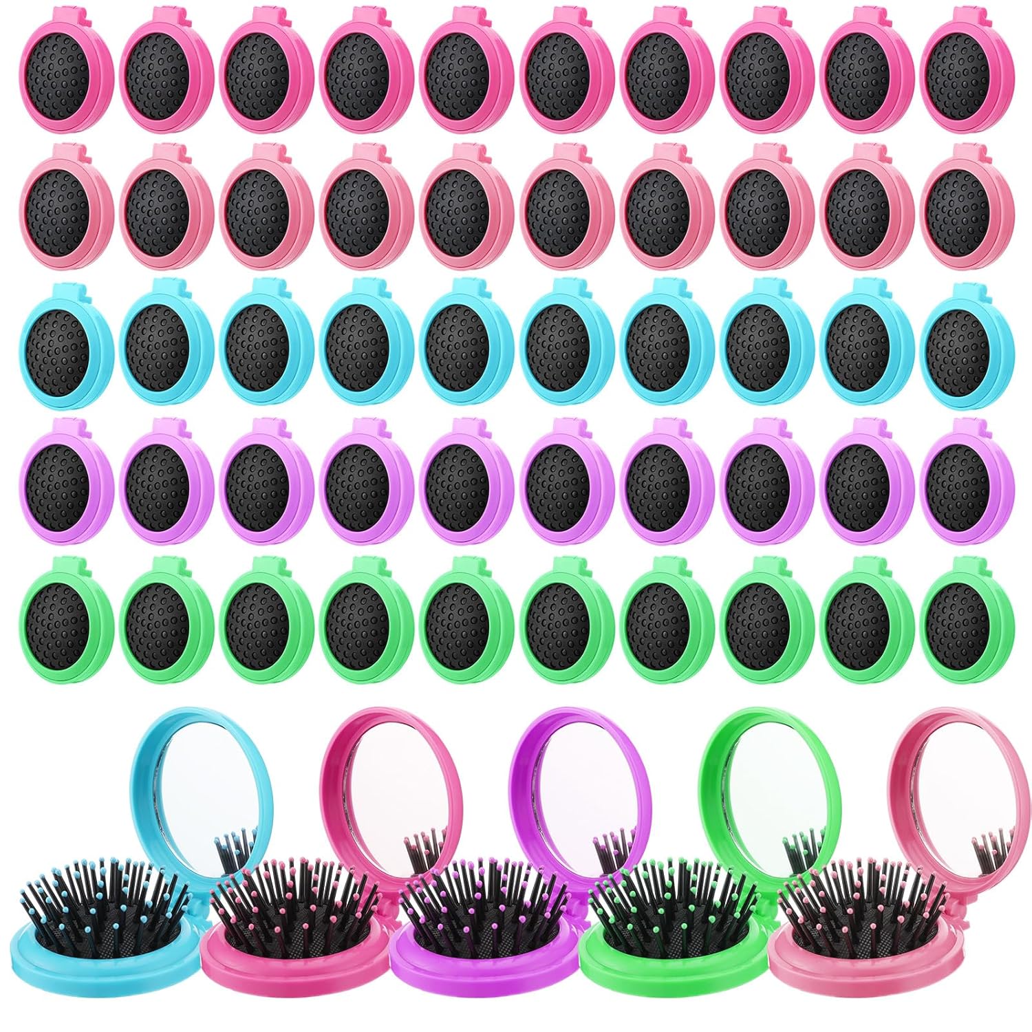 Amazon.com : Barydat 50 Pcs Travel Folding Hair Brush with Mirror Bulk ...