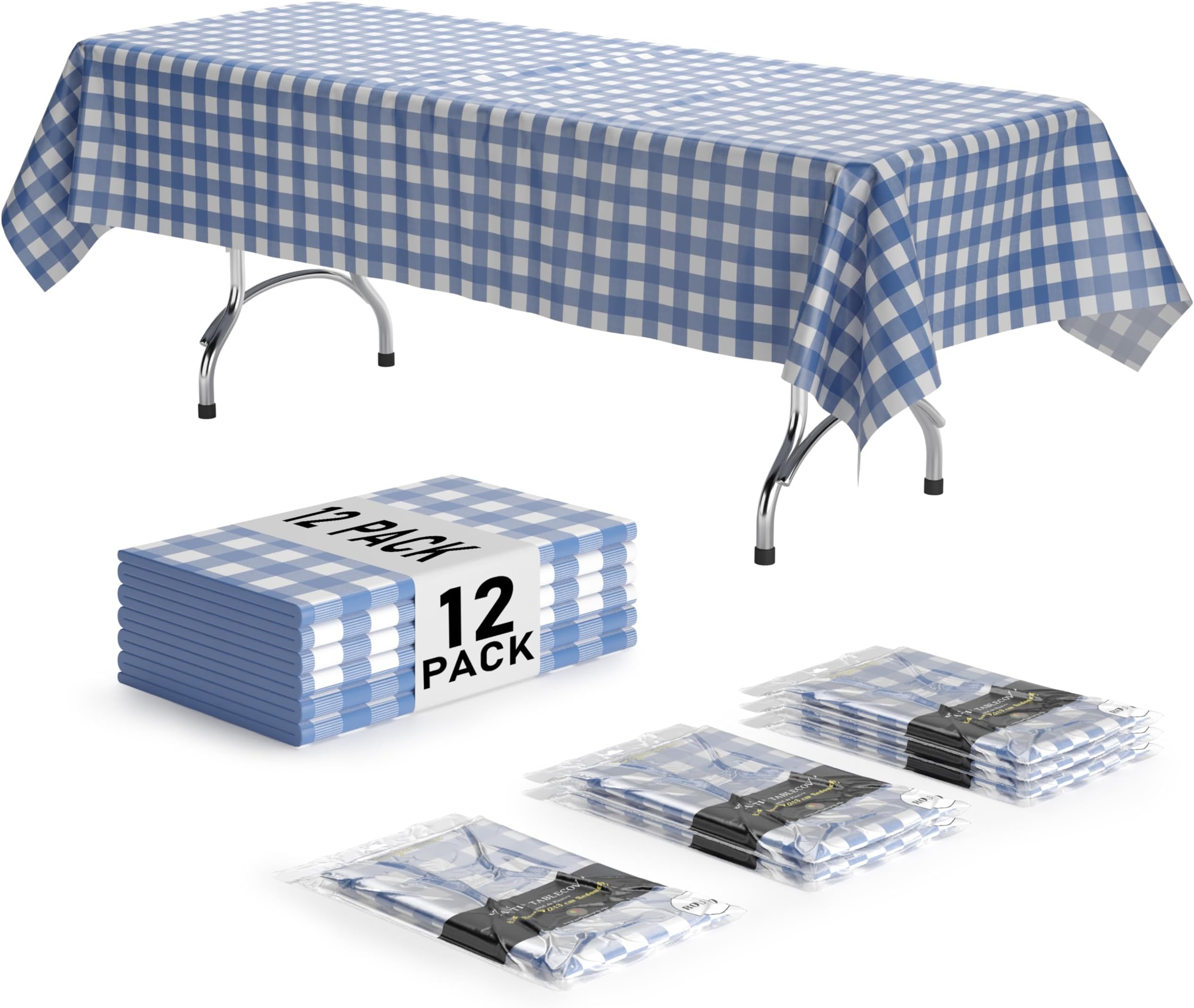 Amazon.com: HSGUS 14 Pack Plastic Blue Premium Gingham Checkered Picnic ...