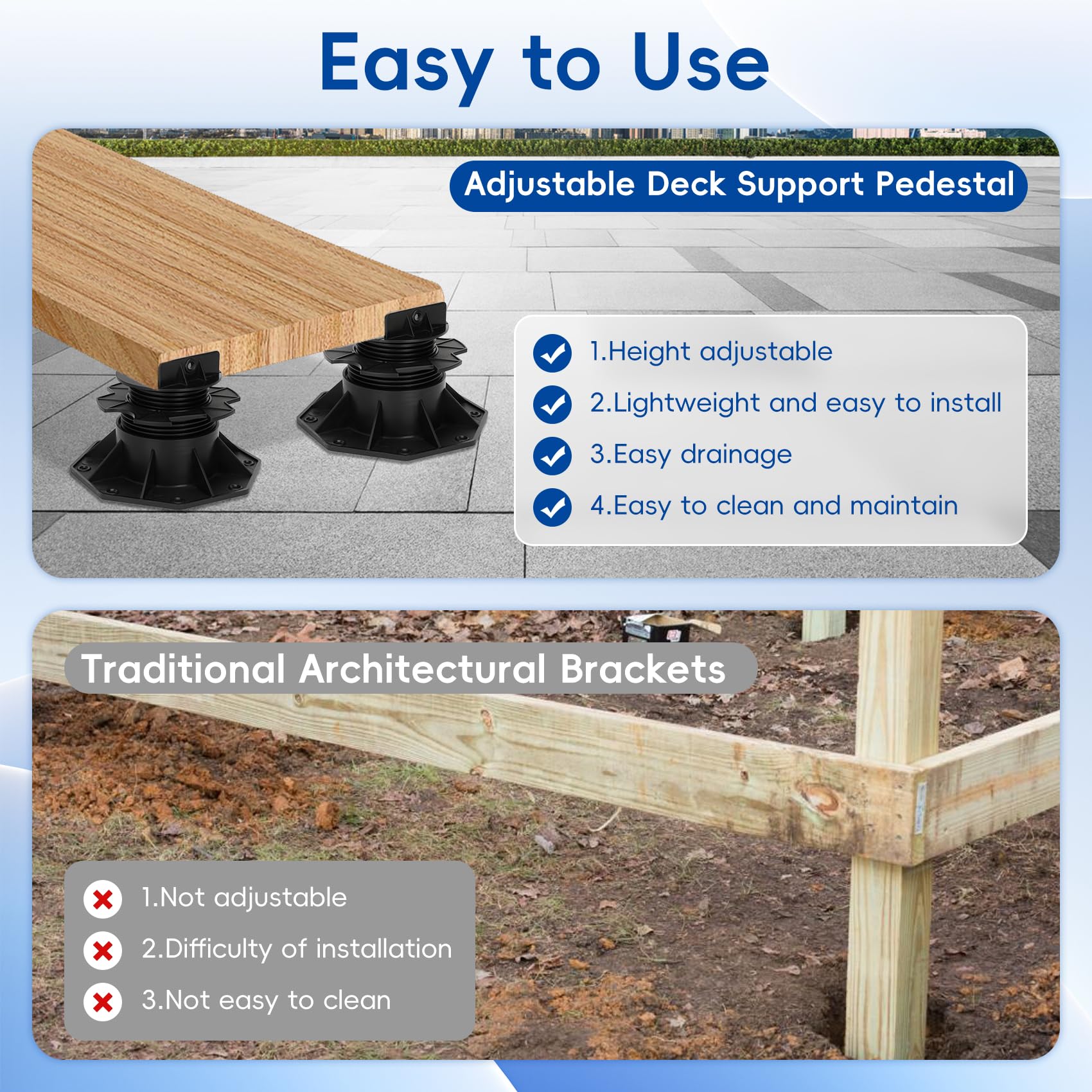 Snapklik.com : 24 Pack Adjustable Deck Support Pedestal, Deck Support ...